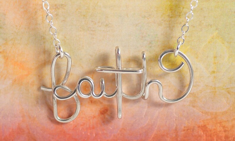FAITH Necklace Silver Faith Cross Necklace Christian - Etsy