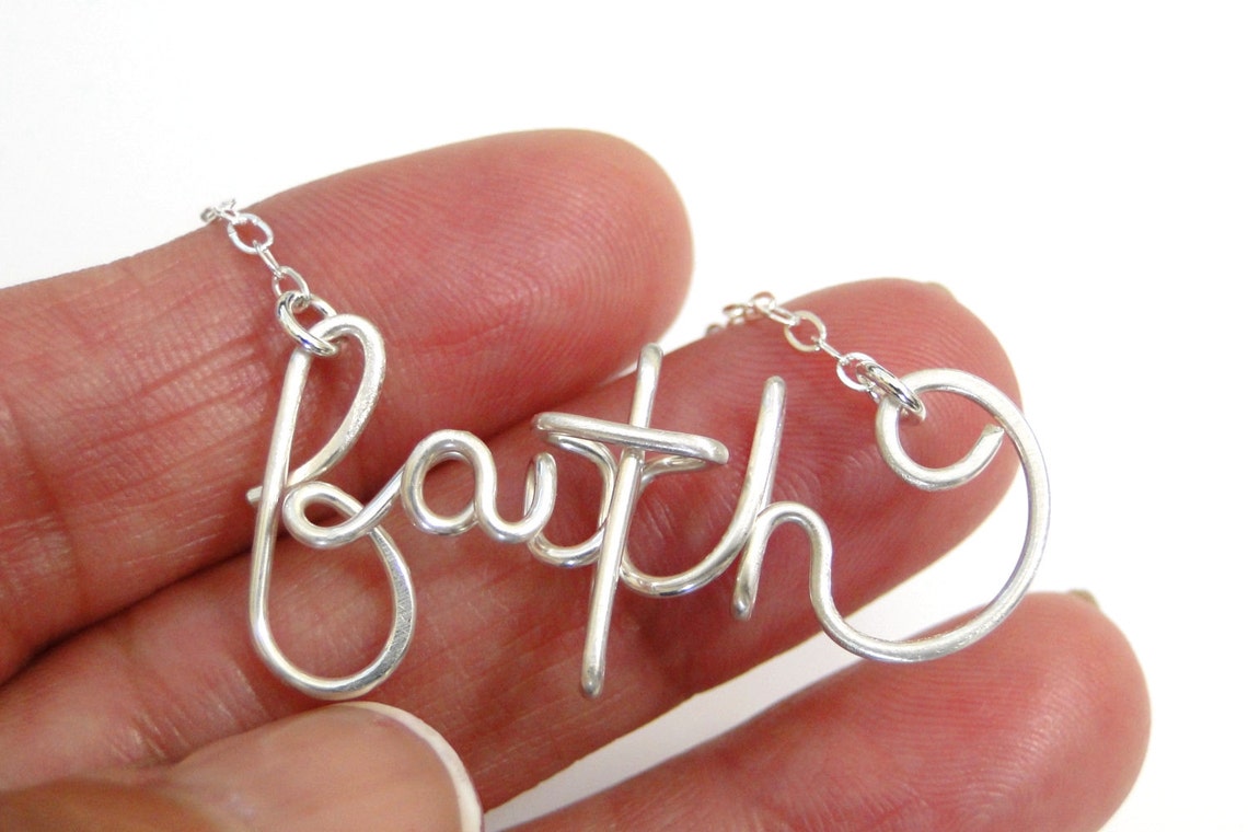 FAITH Necklace Silver Faith Cross Necklace Christian - Etsy