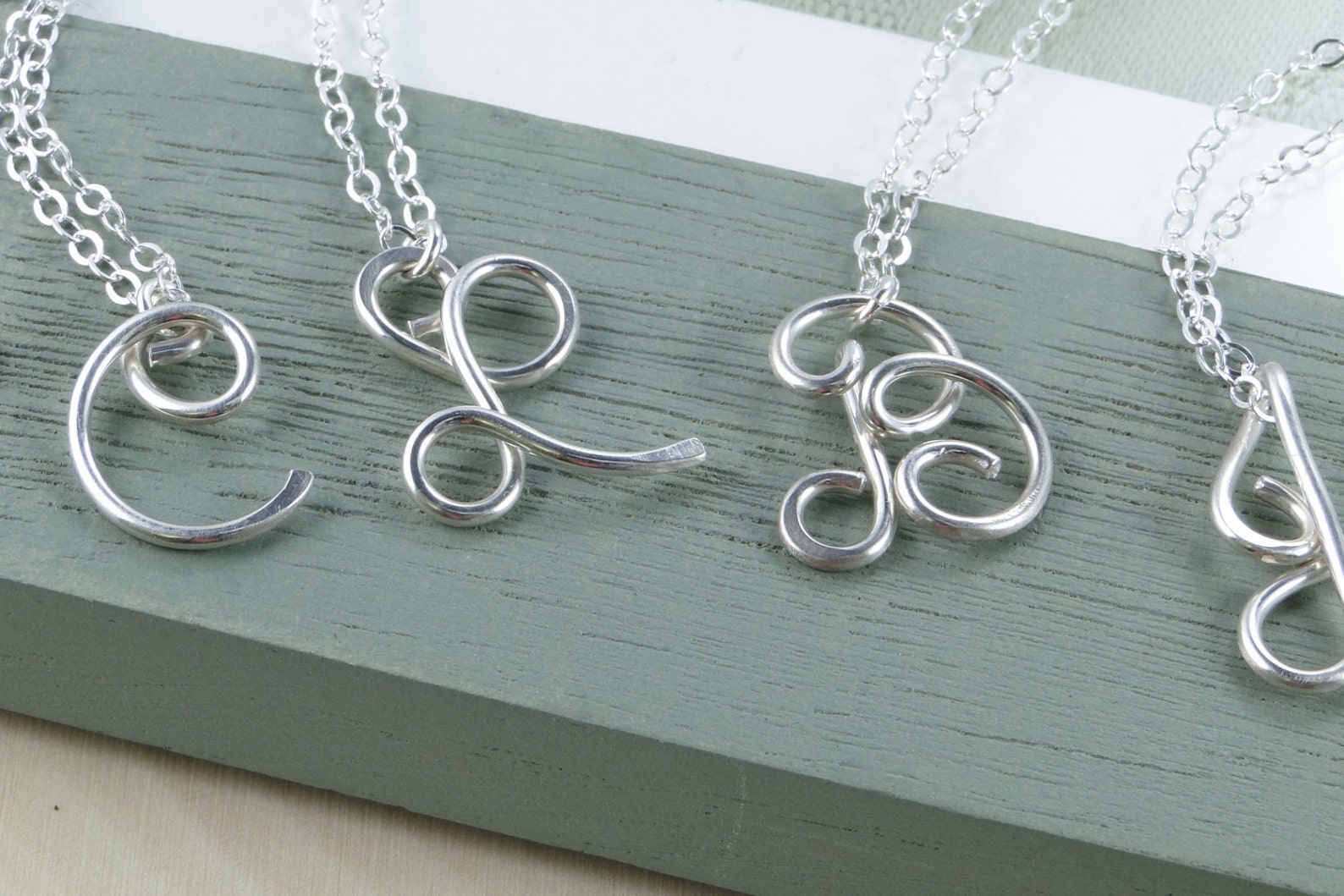 Sterling Silver Initial Necklace Gold Initial Necklace - Etsy