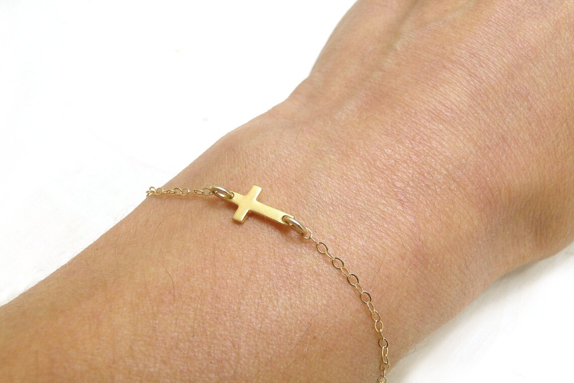 Cross Bracelet Gold Cross Bracelet Religious gift for woman | Etsy