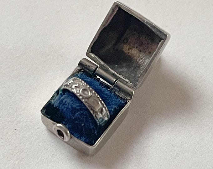 Tiny Ring Box Charm Opens to Wee Ring, Sterling Silver, for Charm ...