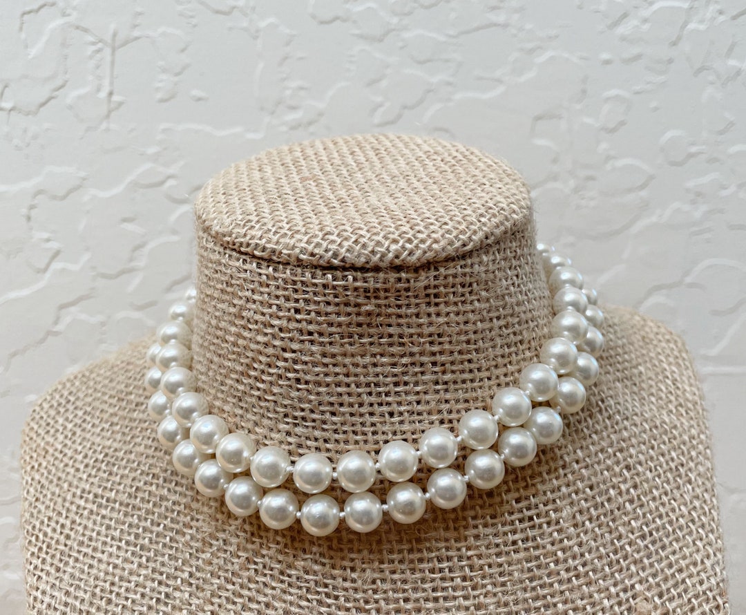 Vintage 24" Glass Pearl Necklace From Grebitus & Sons, Sacramento ...