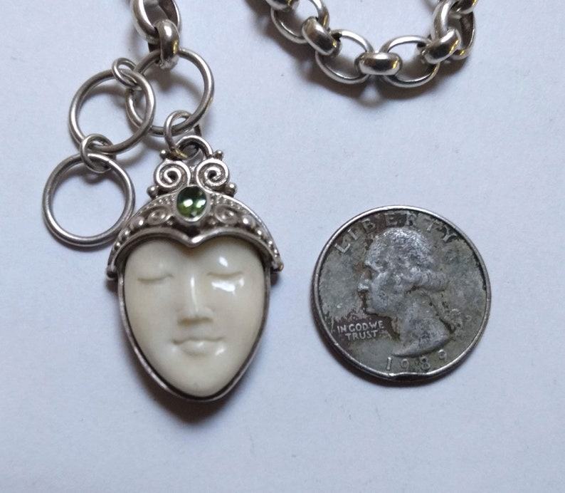 Sajen Carved Goddess Face and Peridot Bracelet in Sterling - Etsy