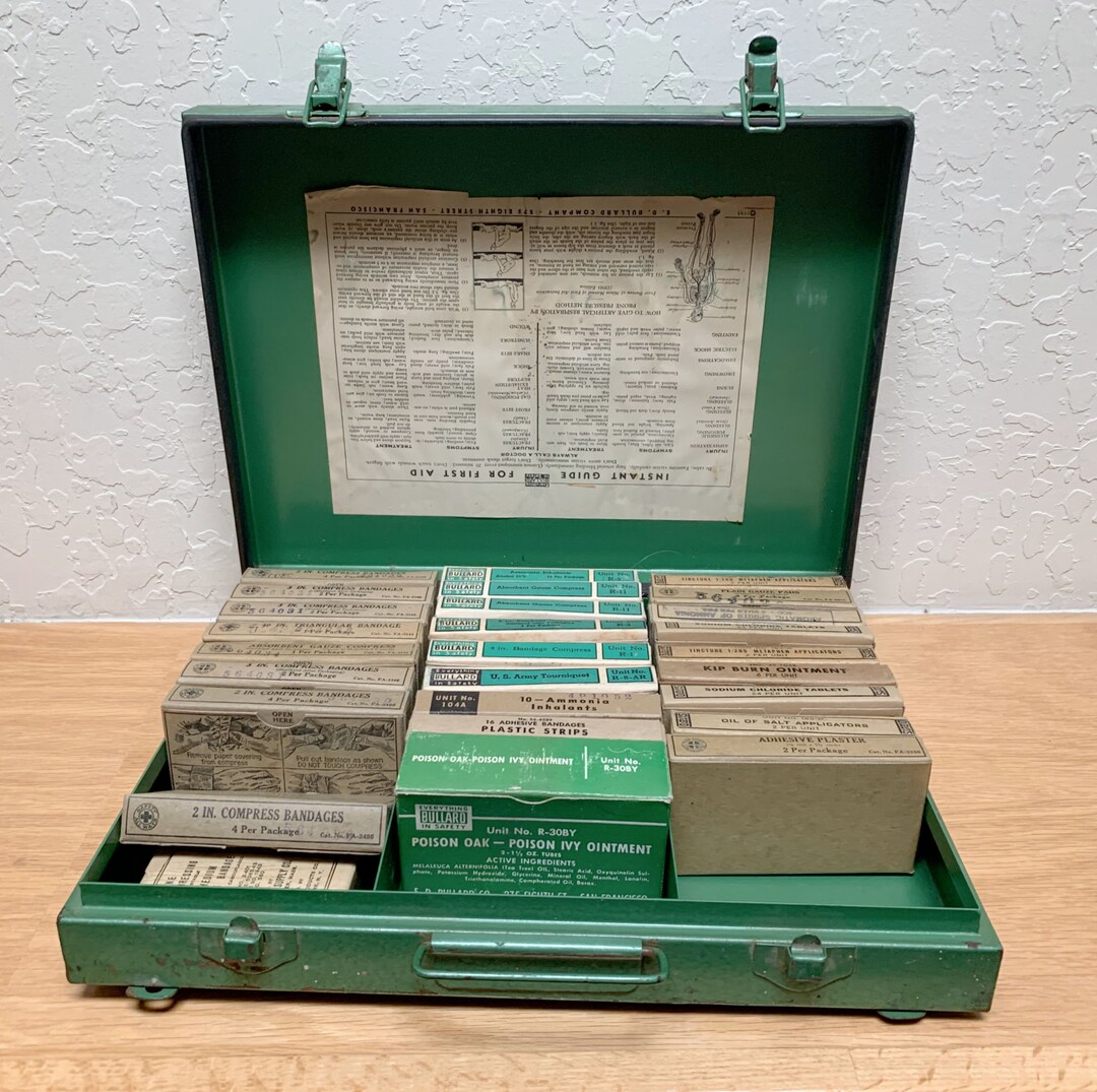 1930s Bullard First Aid Kit, No. 136, With 27 Old (original?) Items, AS ...
