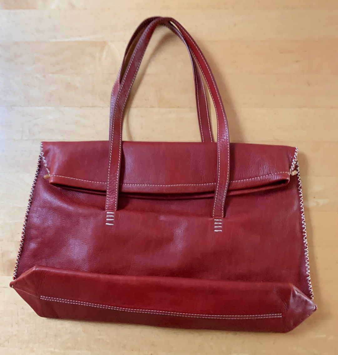 Sundance Red/maroon Leather Tote, Clean and in Great Condition - Etsy