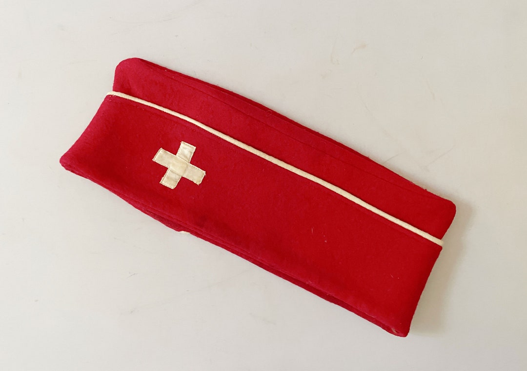 SCARCE Vintage French? Medic Red Wool Side Hat, Military Dress Cap ...