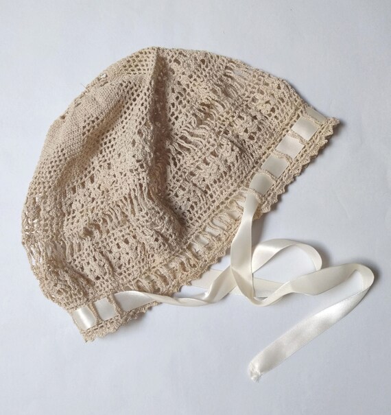 Vintage Crocheted Sleeping Bonnet/Hat/Bed Cap for Gir… - Gem