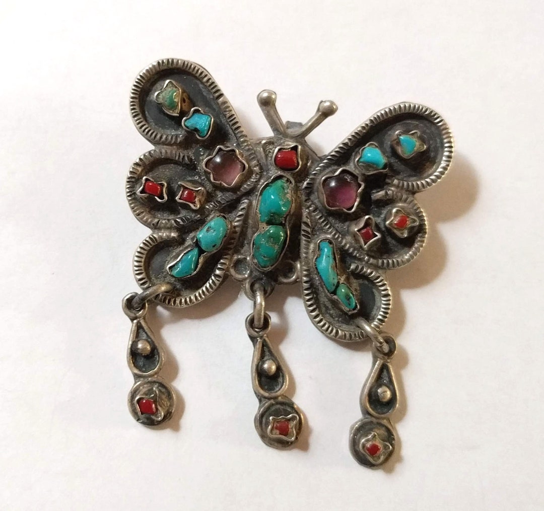 Large Mexican Matl-style Sterling Silver Butterfly Pin/pendant - Etsy