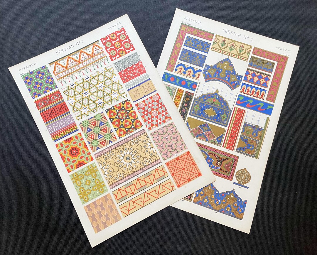 2 Antique "persian Pages (no. 2 and No. 3) From "the Grammar of ...