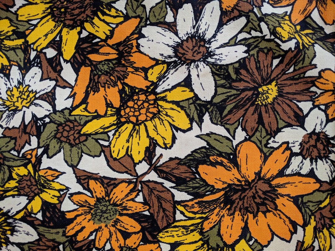 4.8 Yards Groovy Riegel Quaker Ridge 100% Homespun Cotton Floral Fabric ...
