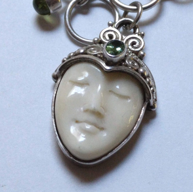 Sajen Carved Goddess Face and Peridot Bracelet in Sterling - Etsy