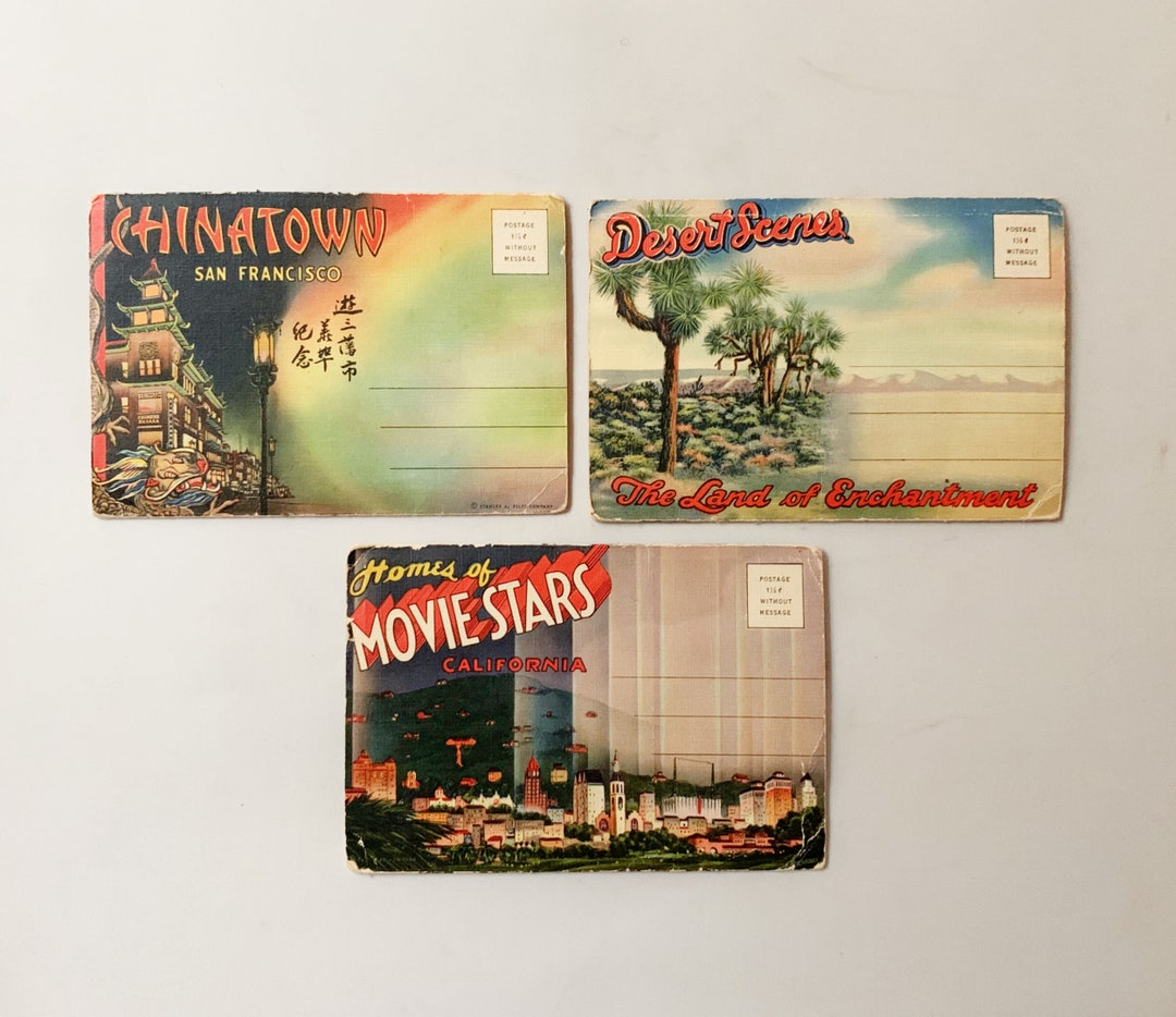 3 Vintage Fold-out Postcard/envelopesmovie Star Homes - Etsy