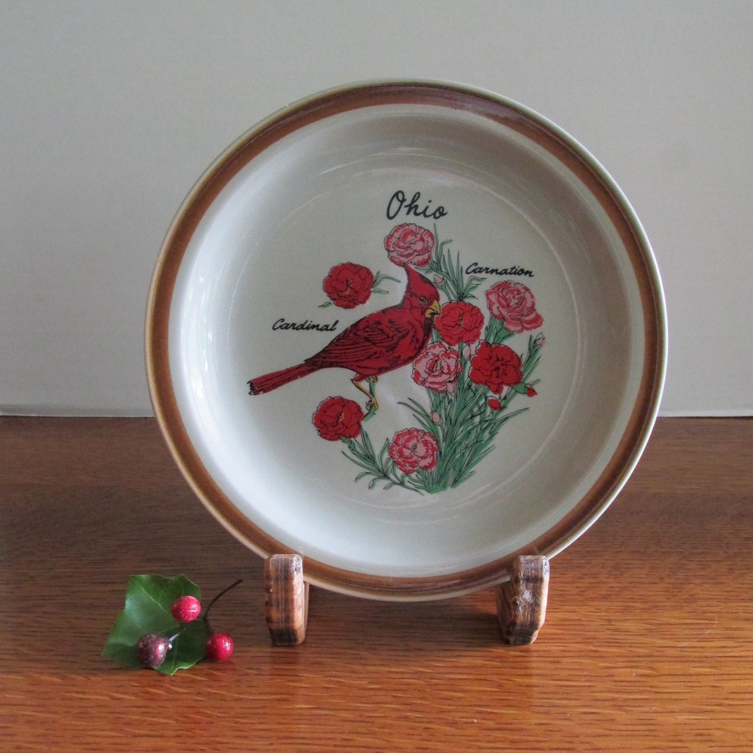 Vintage Ohio Souvenir Plate Red Cardinal Stoneware - Etsy