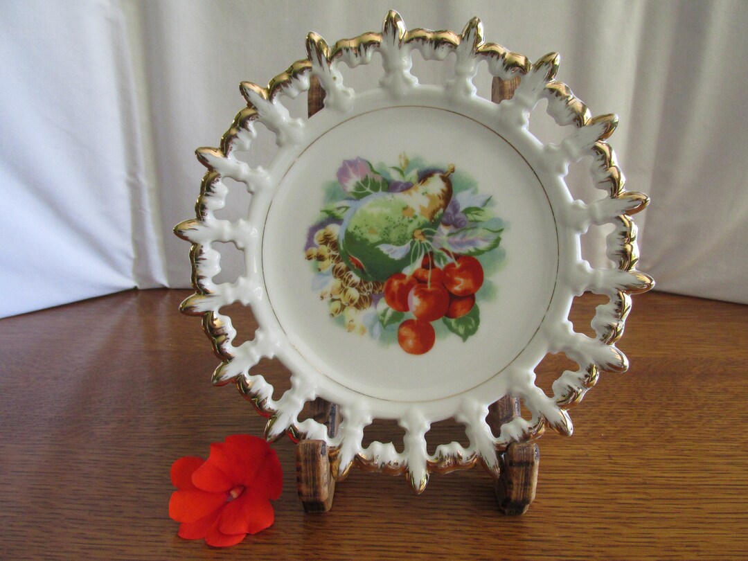 Vintage China Plate Fruit Cut Outs Kitchen Decor - Etsy