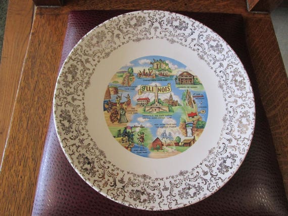 Vintage Illinois Souvenir Plate State Plates | Etsy