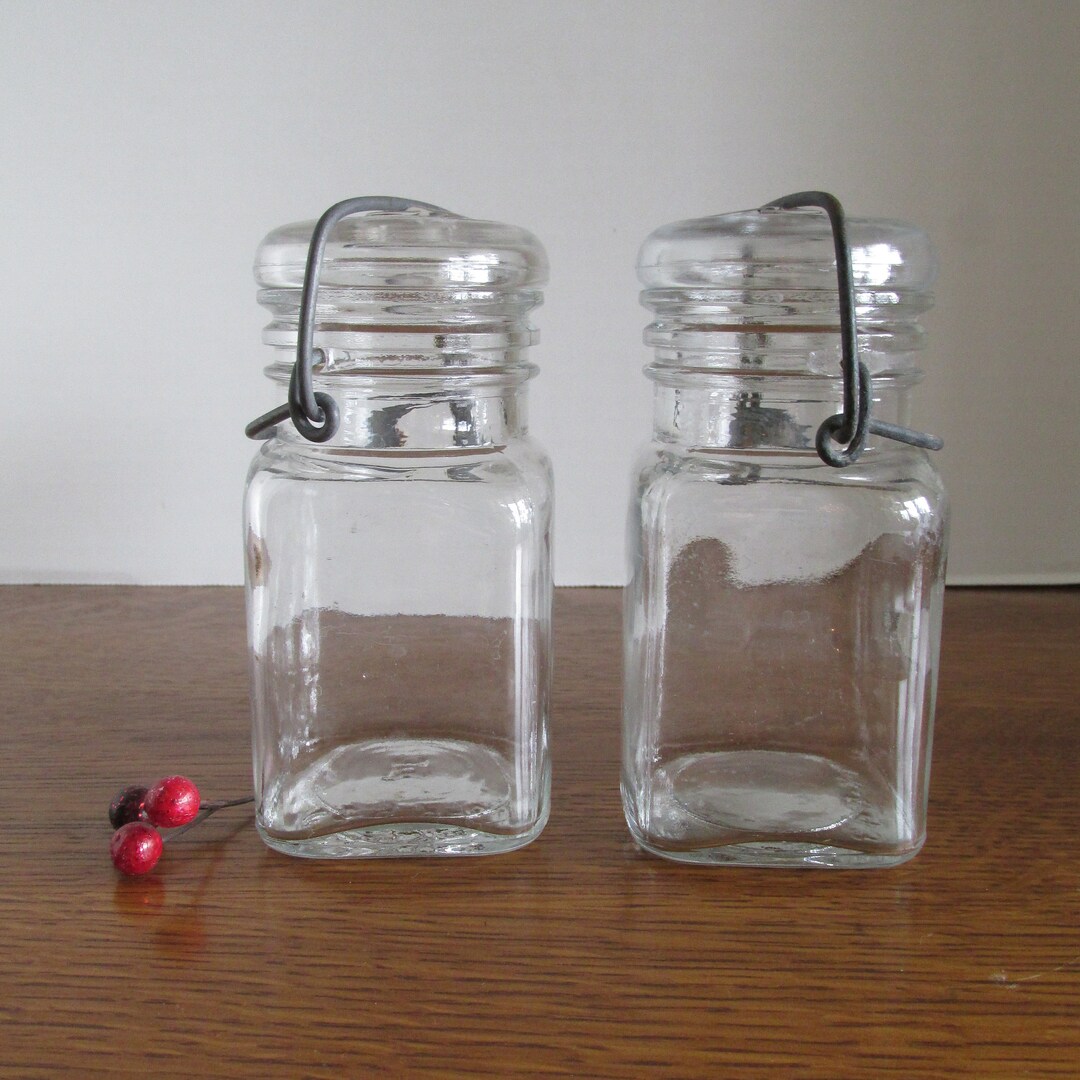 Vintage Pair Miniature Square Canning Jars - Etsy