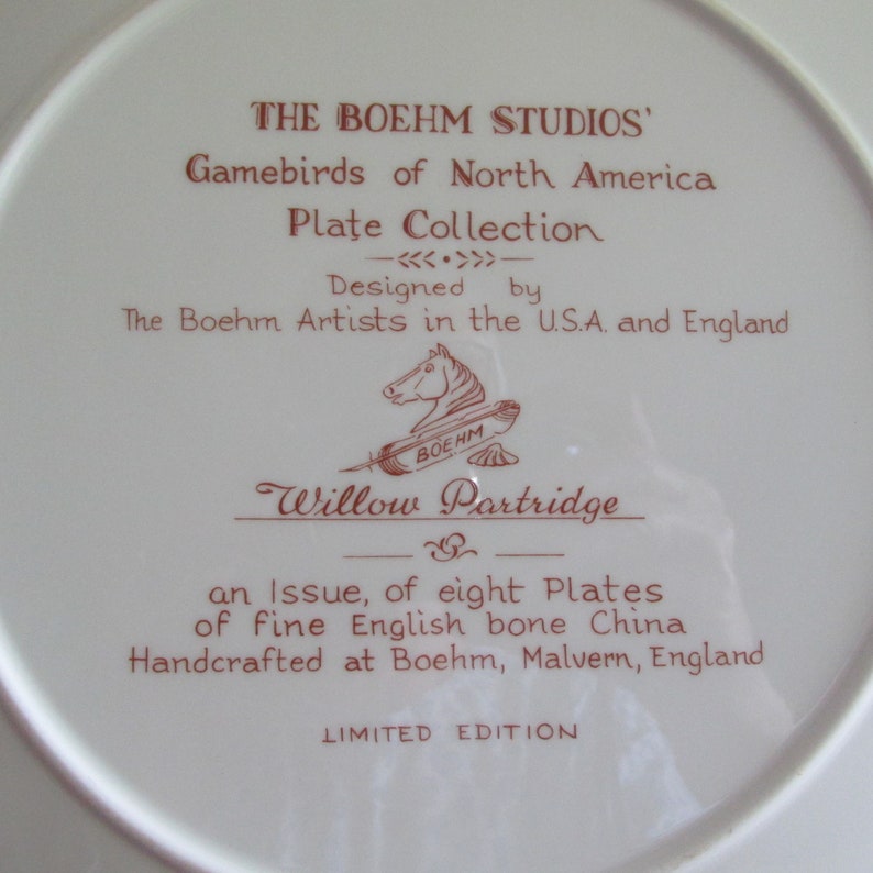 Vintage Willow Partridge Collectible Plate Bone China | Etsy