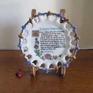 Vintage Lord's Prayer Collectible Plate Decorative Blue & Gold Cut Out ...