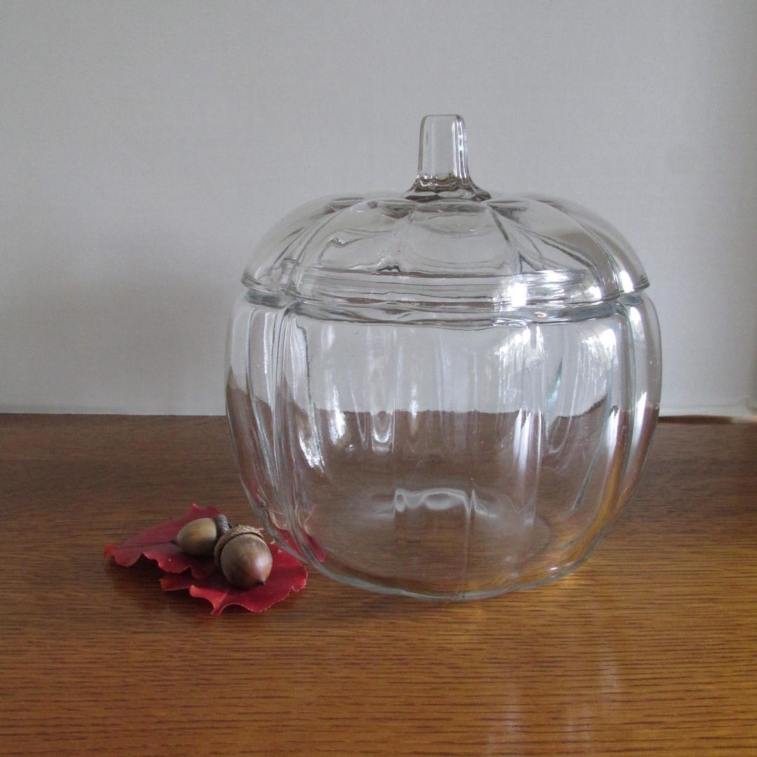 Vintage Clear Glass Pumpkin With Lid Autumn Home Decor Thanksgiving - Etsy
