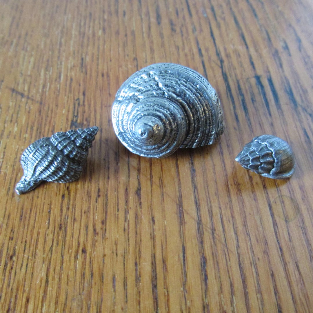Vintage Set 3 Extra Miniature Pewter Sea Shells Knick Knacks - Etsy
