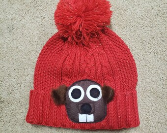 Groundhog Hat Handmade Knit//groundhog Day//punxsutawney - Etsy