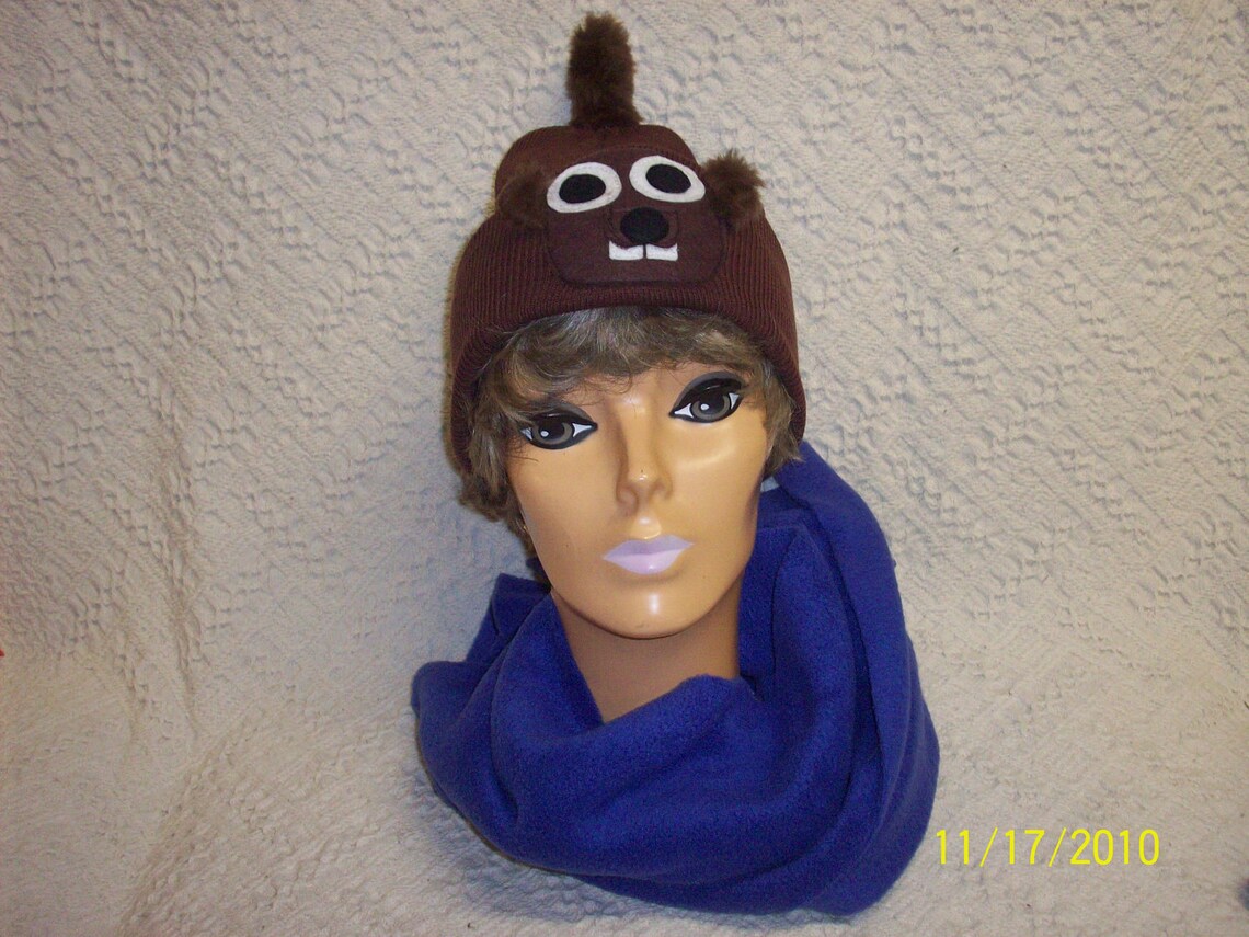 Groundhog Hat Handmade Knit//groundhog Day//punxsutawney - Etsy