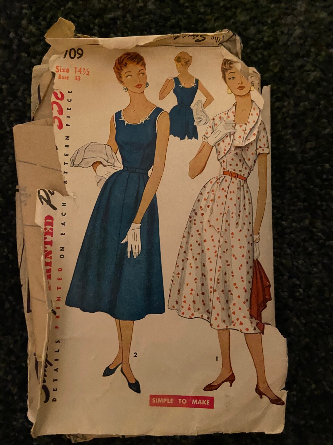 Simplicity Sewing Pattern 4709 Size 14 1/2 - Etsy