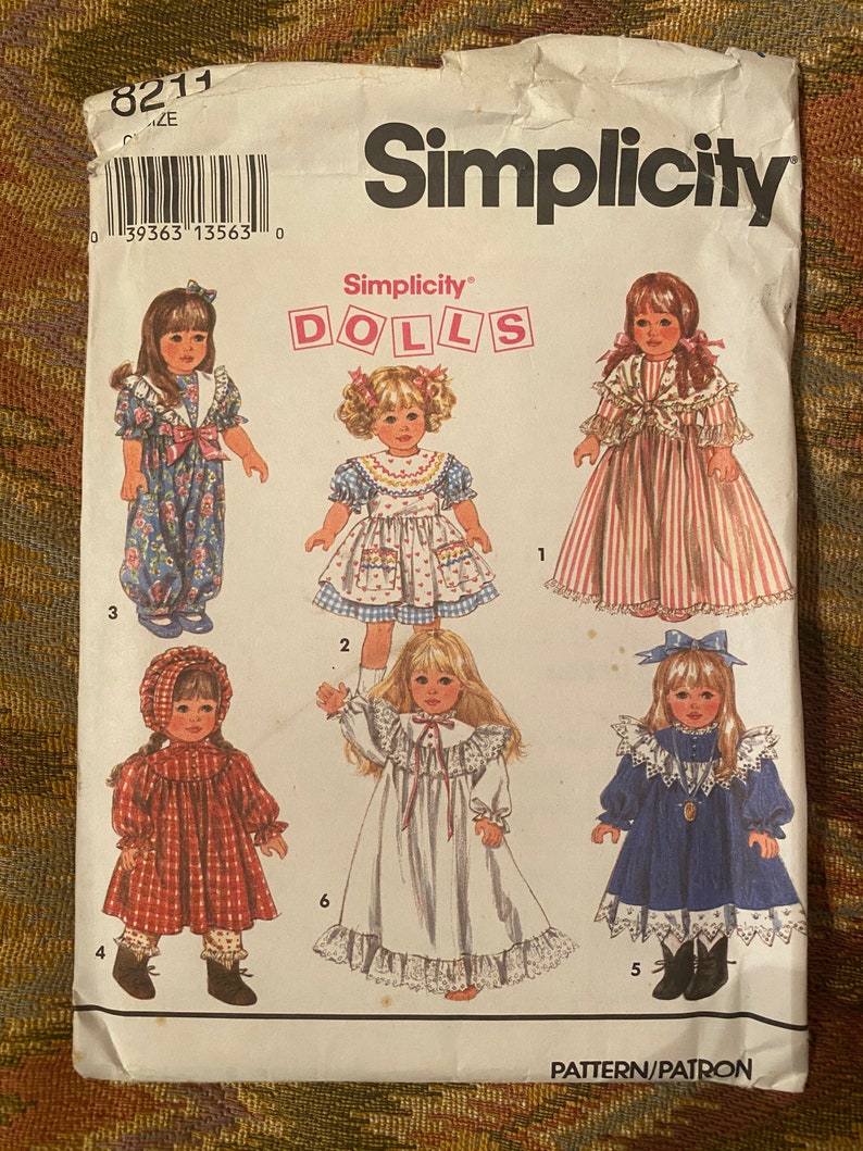 Simplicity Sewing Pattern 8211 Doll Clothes 18” Uncut - Etsy