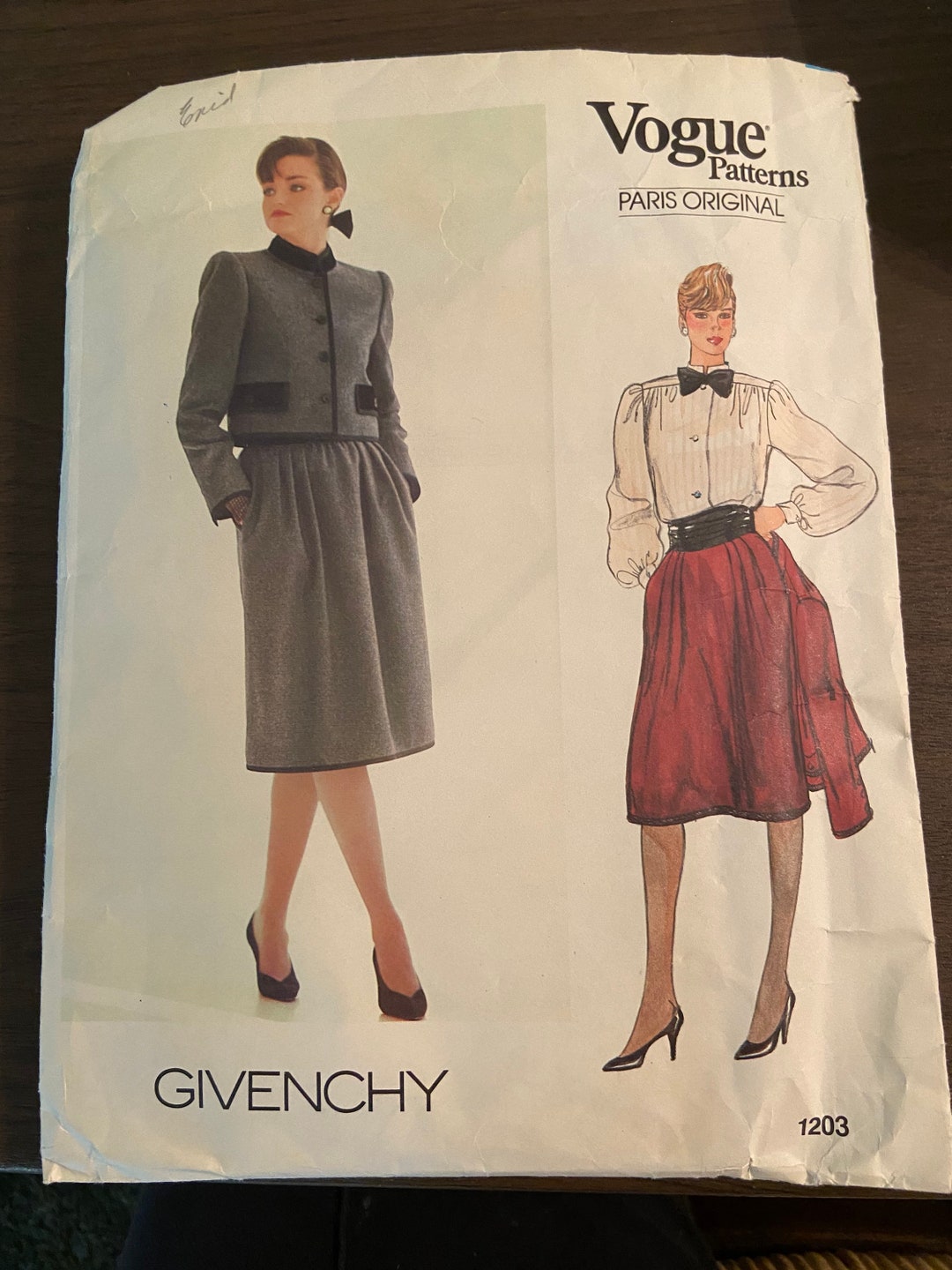 Vogue Sewing Pattern Paris Original 1203 Ladies Size 10 Cut Has Vogue ...