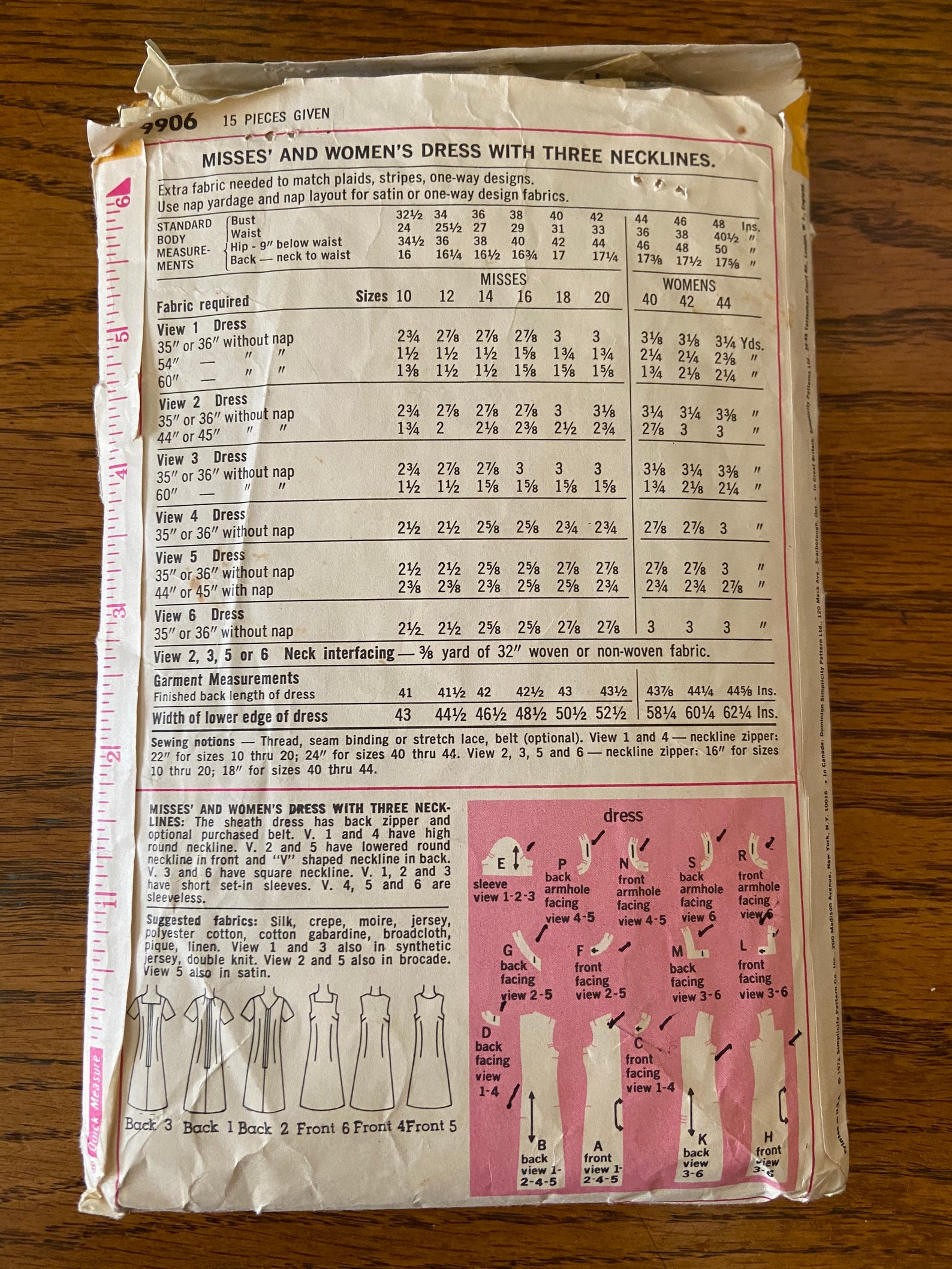 Simplicity Sewing Pattern 9906 Size 16 - Etsy