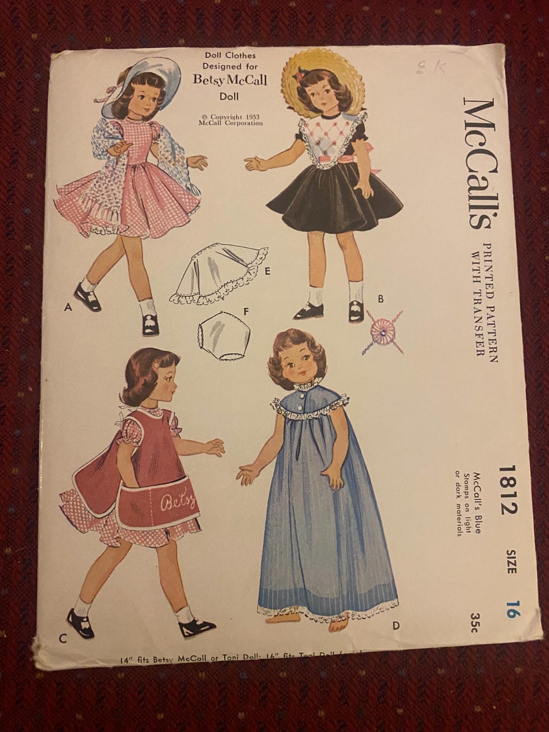 Mccall’s Sewing Pattern 1812 Doll Clothes Uncut - Etsy