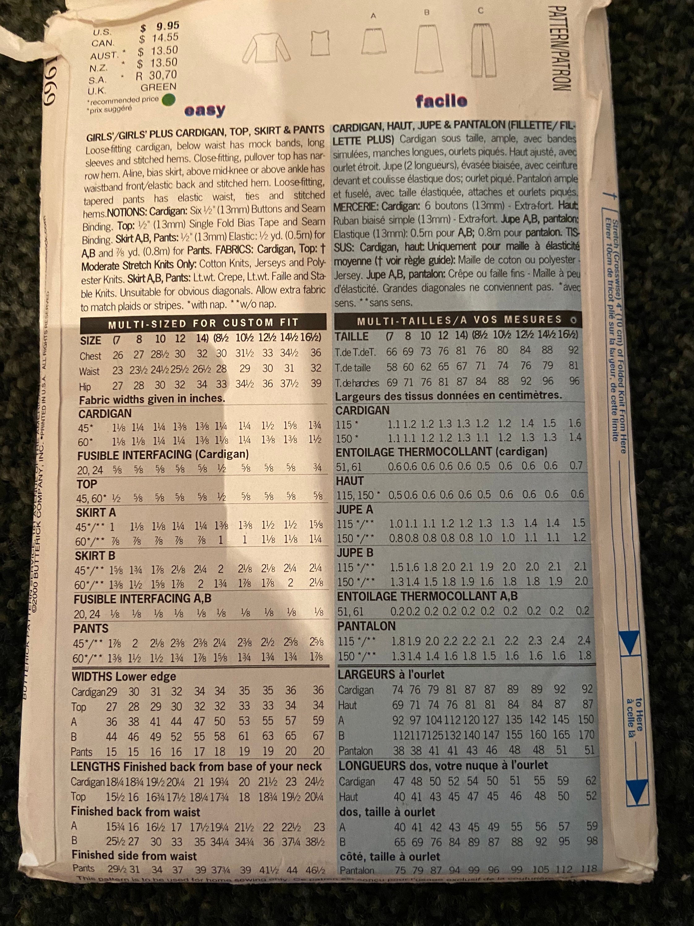 Butterick Sewing Pattern 6961 Girls Plus Sizes 7,8,10,1214 Uncut - Etsy