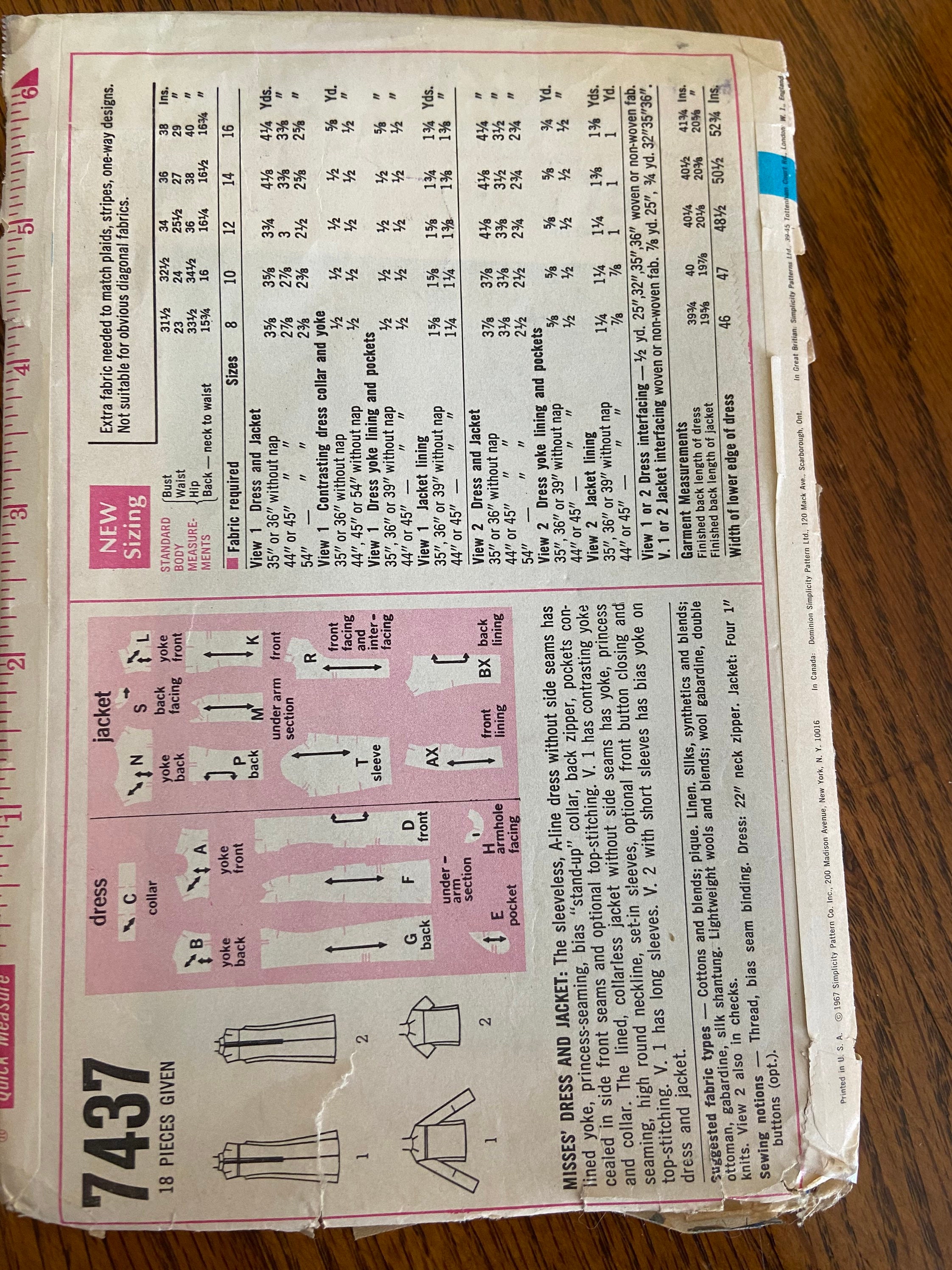 Simplicity Sewing Pattern 7437 Size 12 Uncut - Etsy