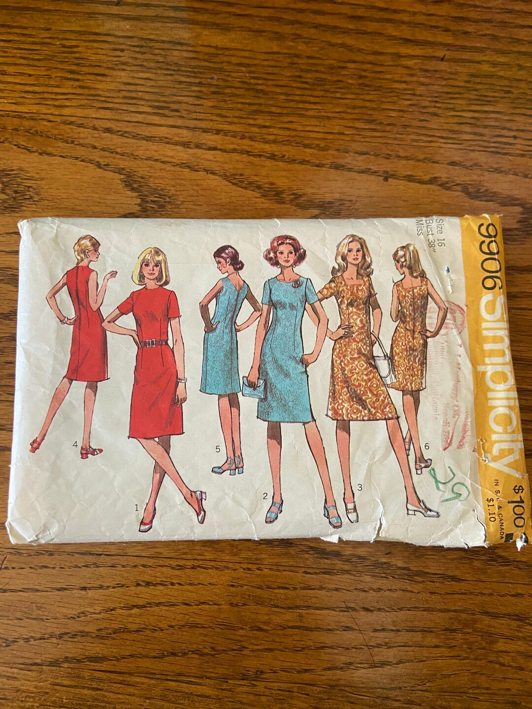 Simplicity Sewing Pattern 9906 Size 16 - Etsy