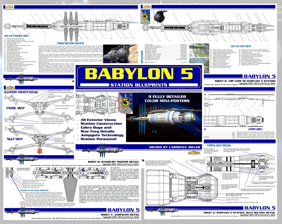 Science Fiction Spaceship Blueprints Babylon 5 Station - Etsy