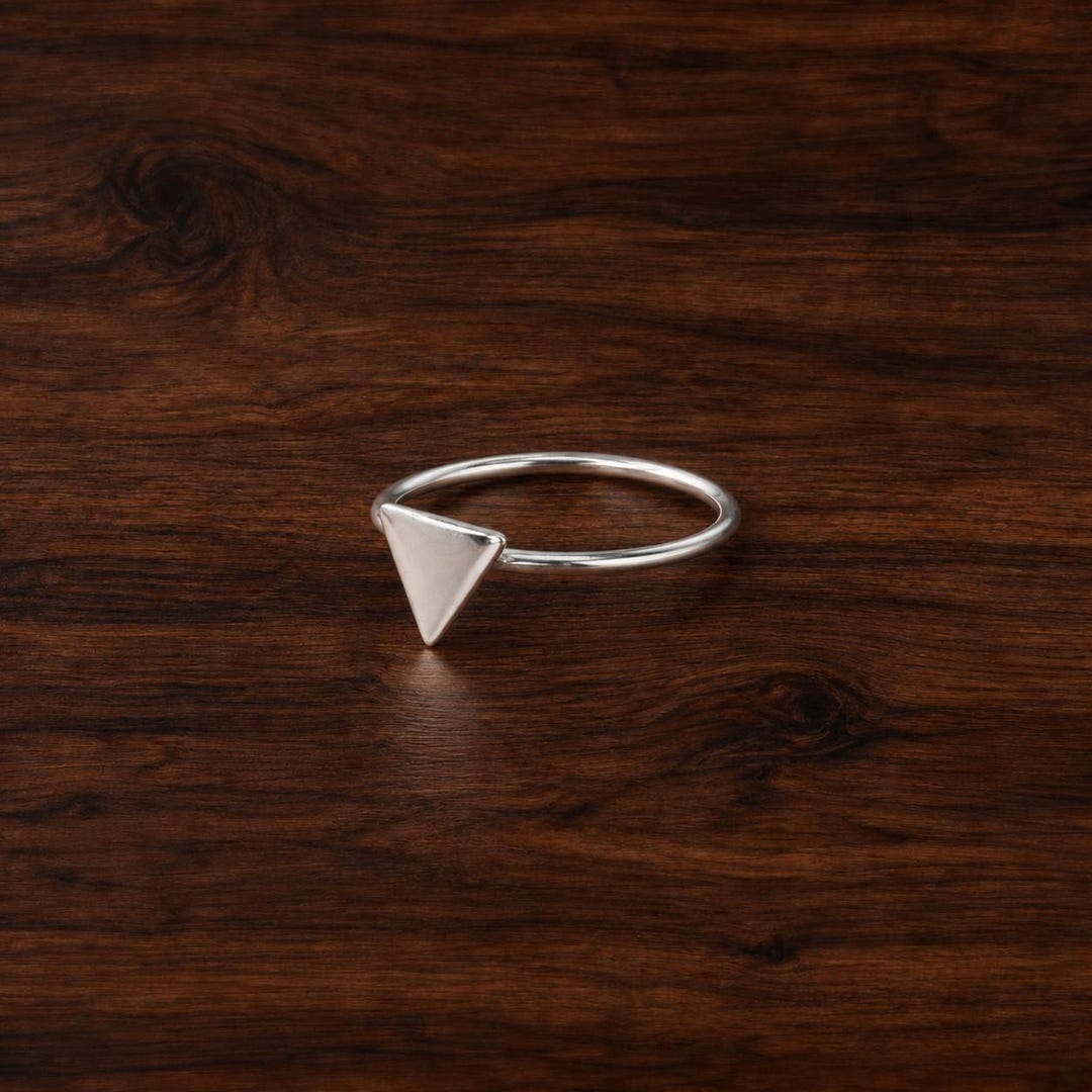 Buy Sterling Silver Triangle Ring, Geometric Open Ring, Minimalist ...