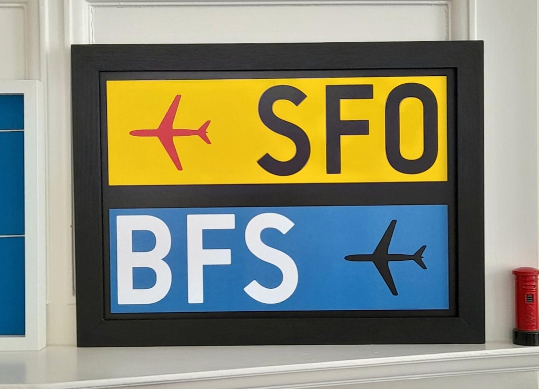 Photographic Print : 1960s Style Double Airport Sign With Codes - San ...