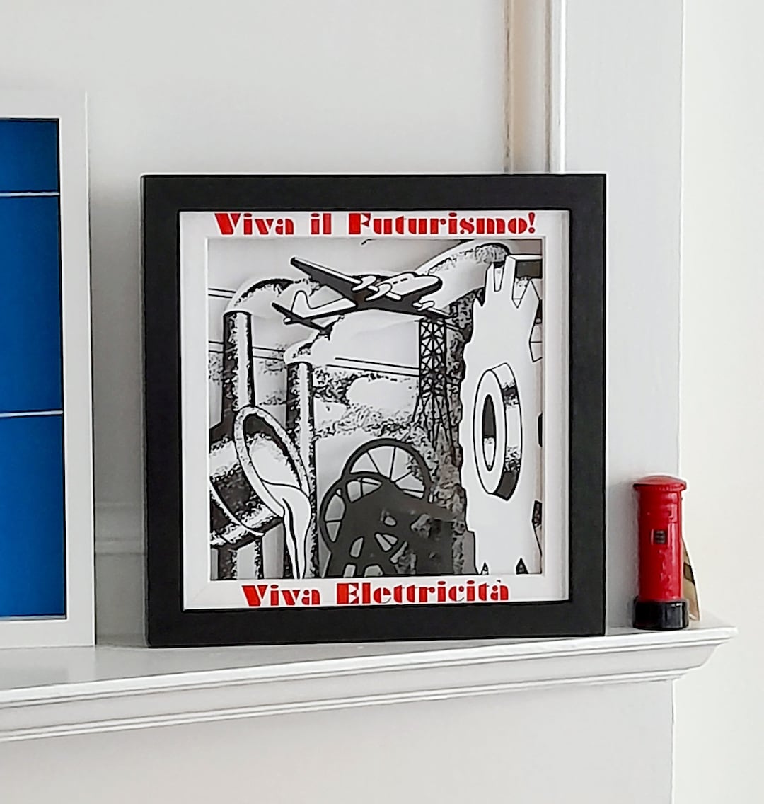 697 : 3D Box Frame - Viva Il Futurismo! Viva Elettricita! - Etsy