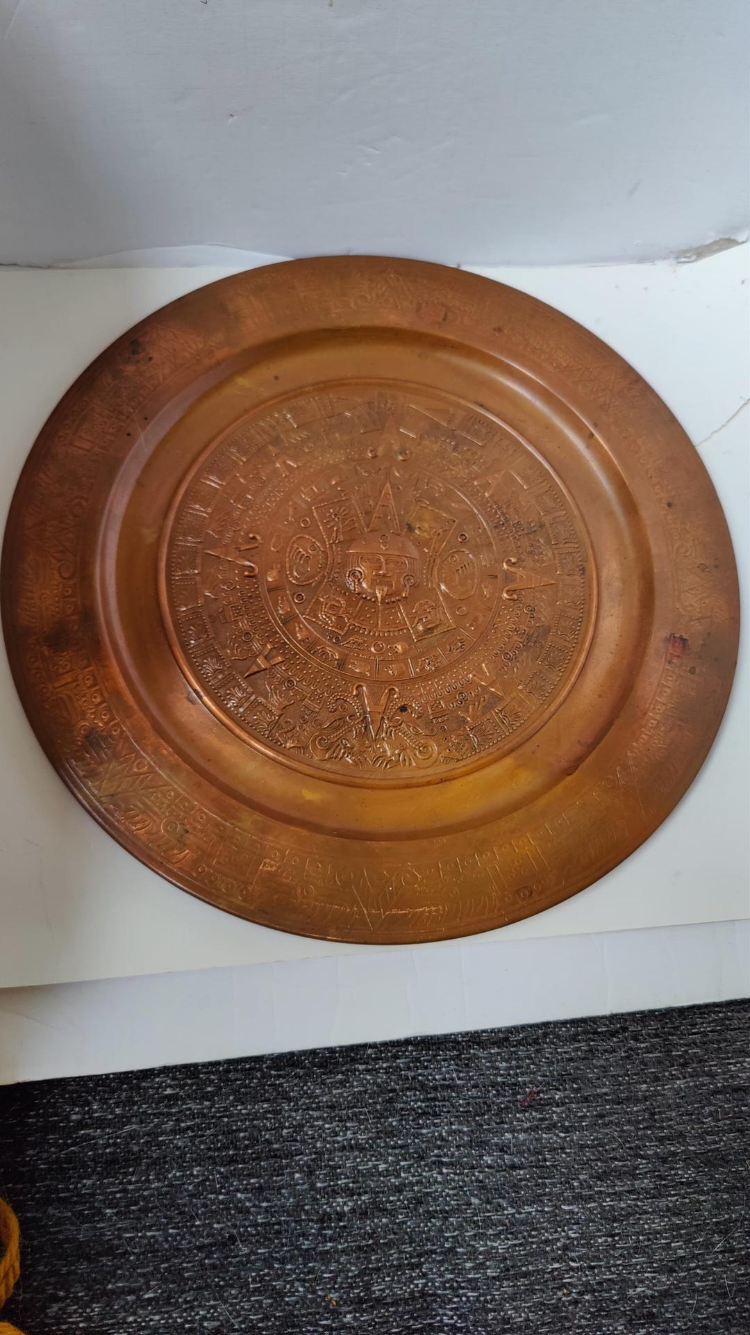 Copper Embossed Mayan Aztec Calendar Wall Hanging Vintage Decorative ...