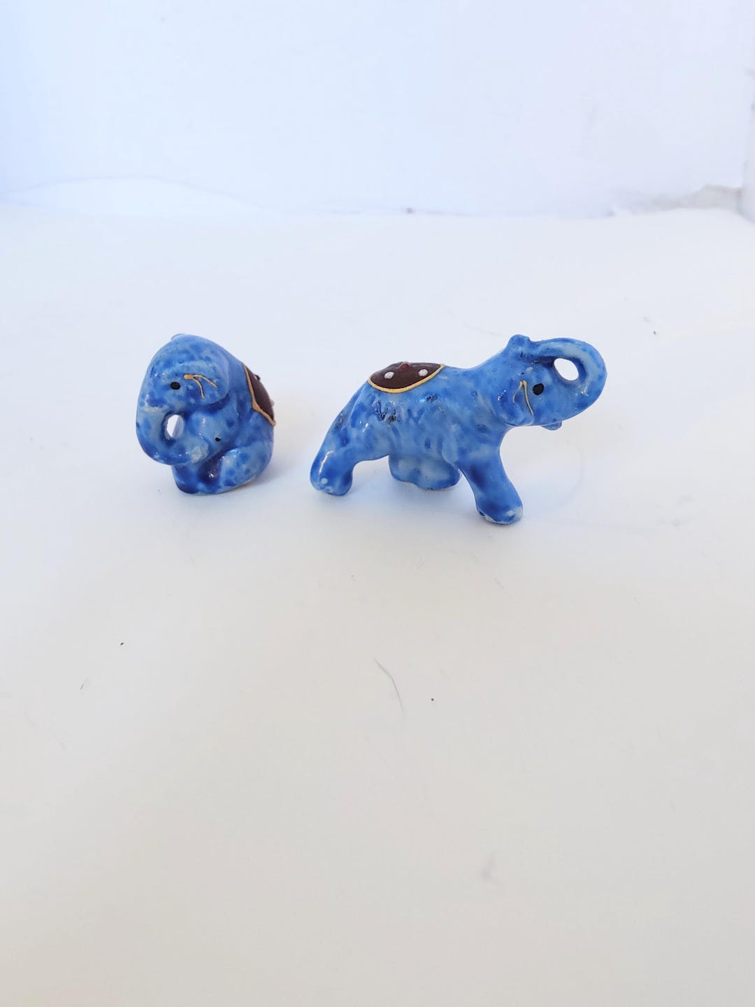 Vintage Blue Elephant Figurine: Lucky Trunk Up, Japan Decor - Etsy