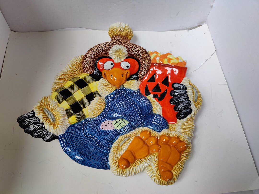Fitz and Floyd Scaredy Crow Cute Halloween Fall Serving Dish Candy Bowl ...