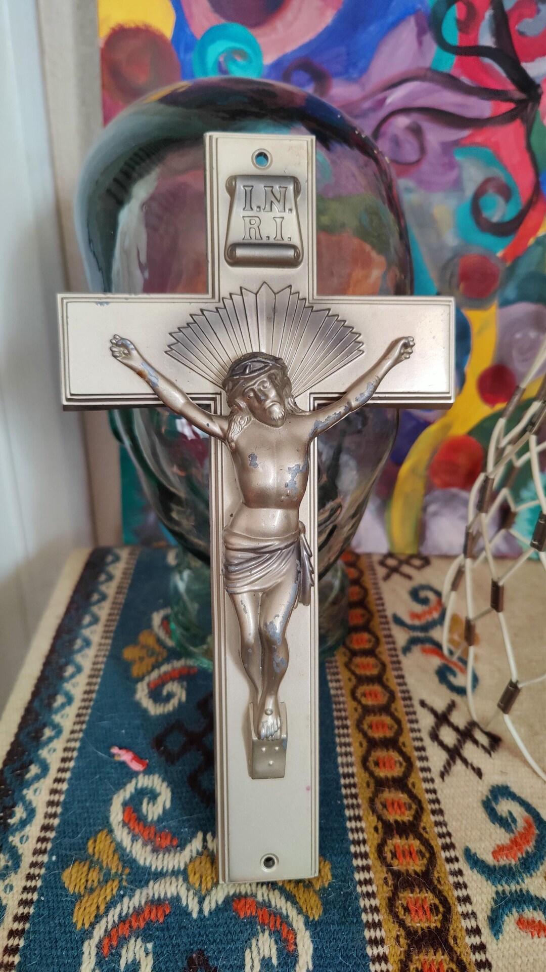 Parsons Metal Casket Crucifix Chippy Antique Cross Antique Goth Decor ...