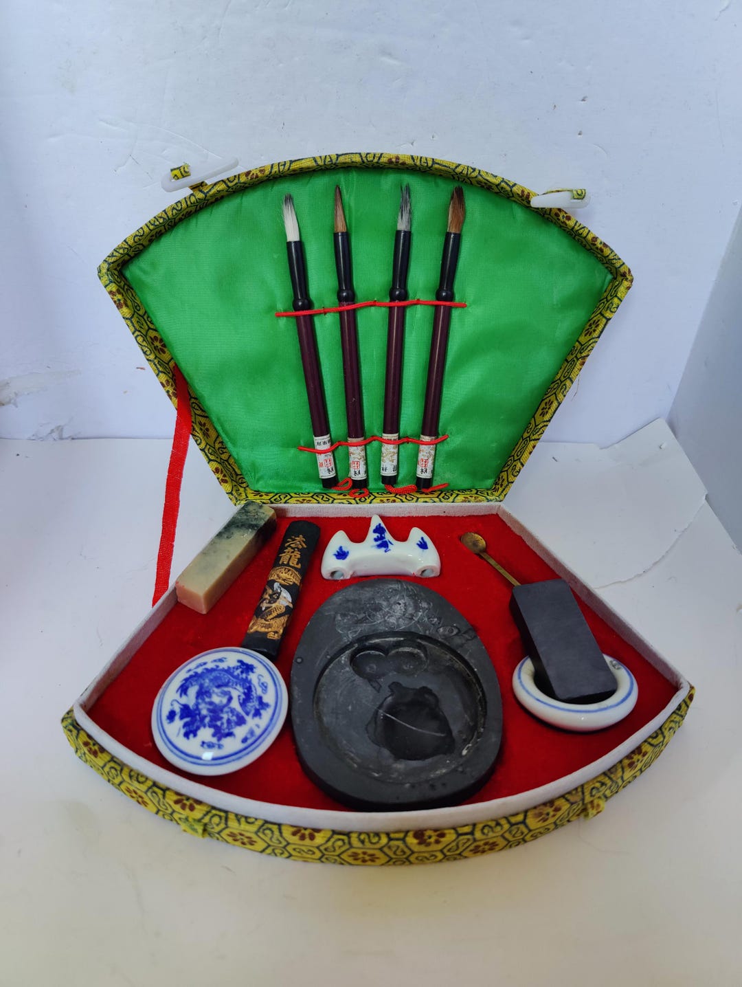 Asian Calligraphy Set Old Souvenir Piece Unique Art Set - Etsy