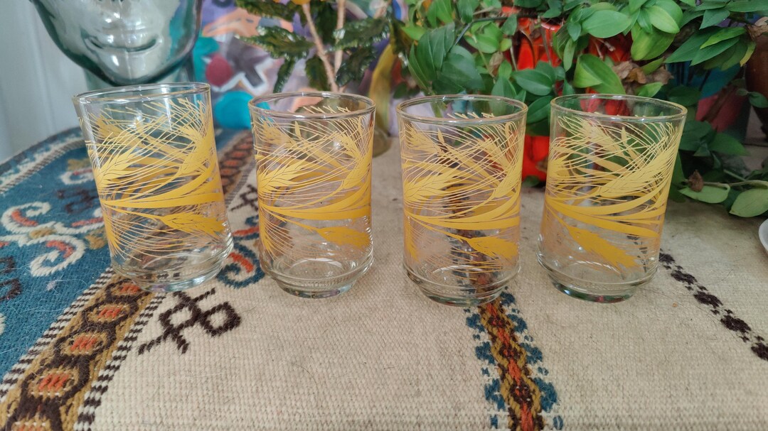 Libbey Glass Wheat Pattern Juice Glasses Set of 4 Stackable Glassware ...