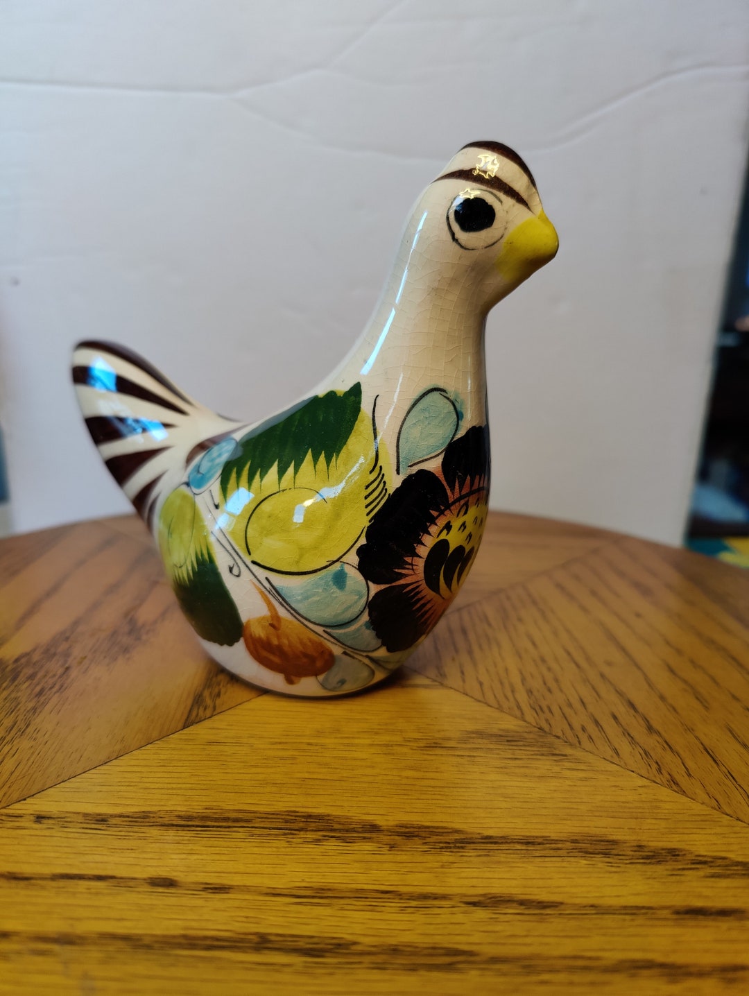 Retro Mexican Tonala Talevera Rooster Chicken Ceramic Floral Bird - Etsy