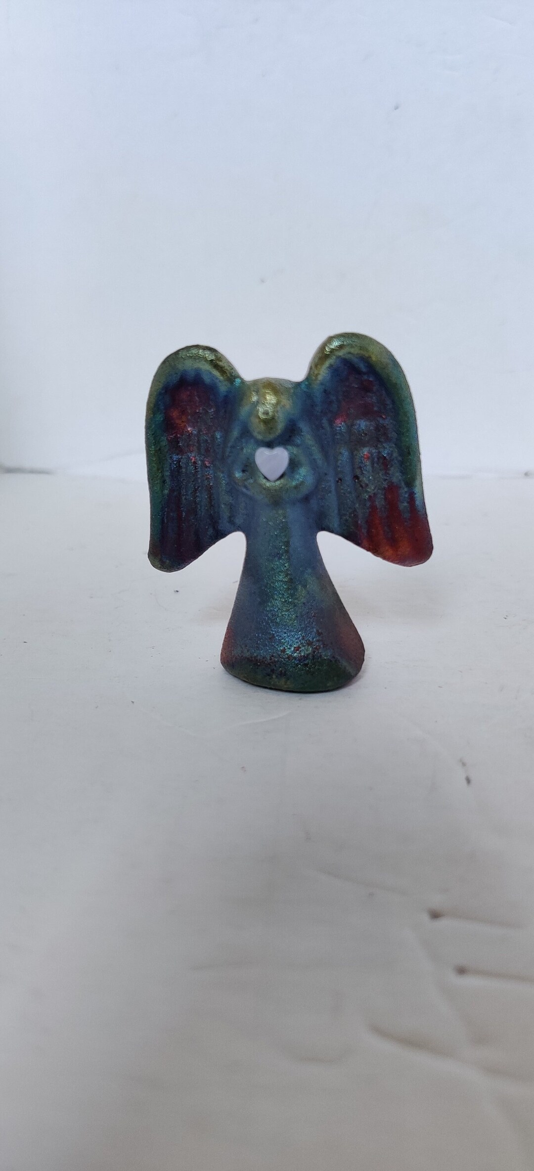 J Diller Raku Small Guardian Angel Figurine With Semi Precious Stone ...