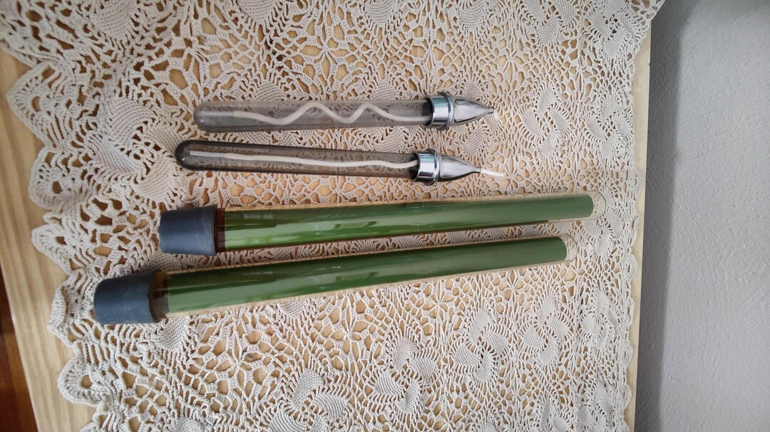 Mid Century Modern Refillable Oil Candlesticks: Avocado Green Base - Etsy