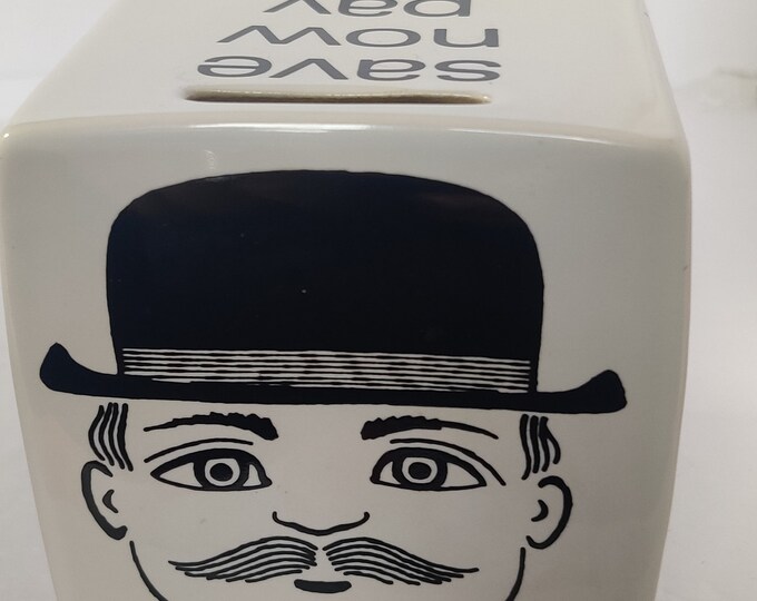 1970s Purbeck Pottery UK Money Box Piggy Bank Black and White - Etsy