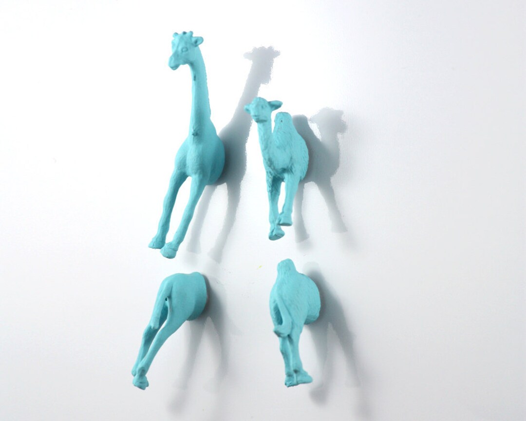 Safari Animal Magnet Set 4 Piece Set Matte Blue Giraffe and Camel ...