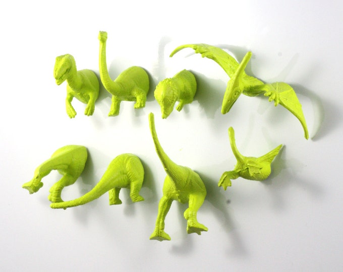 Dinosaur Magnets - 8 Piece Set in Chartreuse - Apple Green Extinct ...
